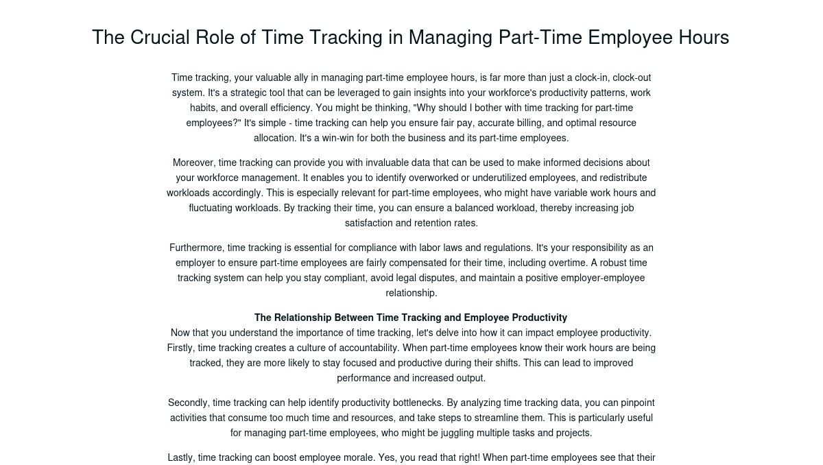 The Crucial Role of Time Tracking in Managing Part-Time Employee Hours