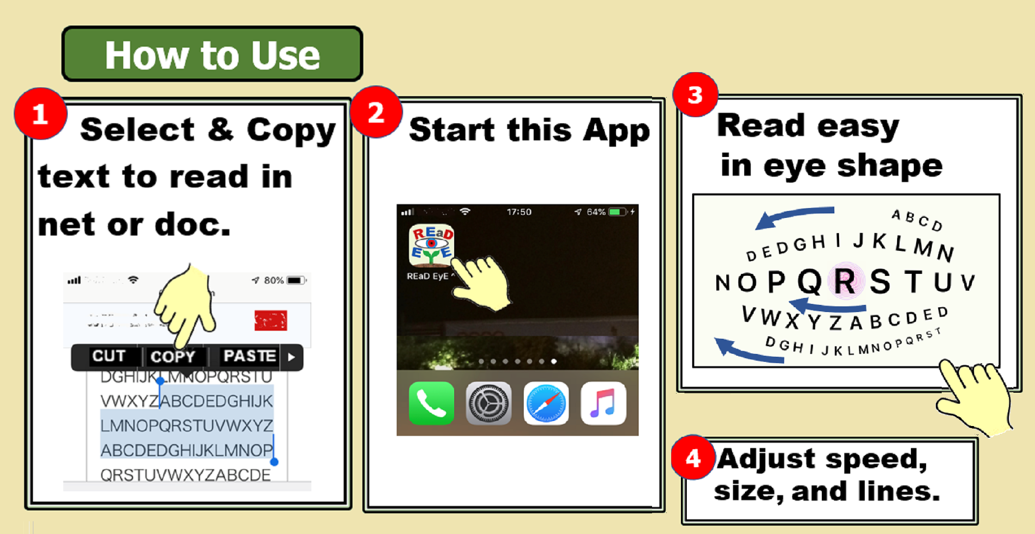 REaD EyE - Easy Reader in Eye Shape