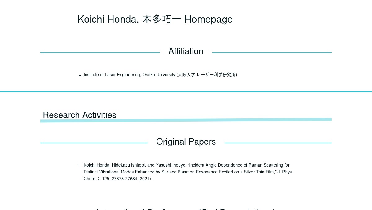 Koichi Honda Homepage