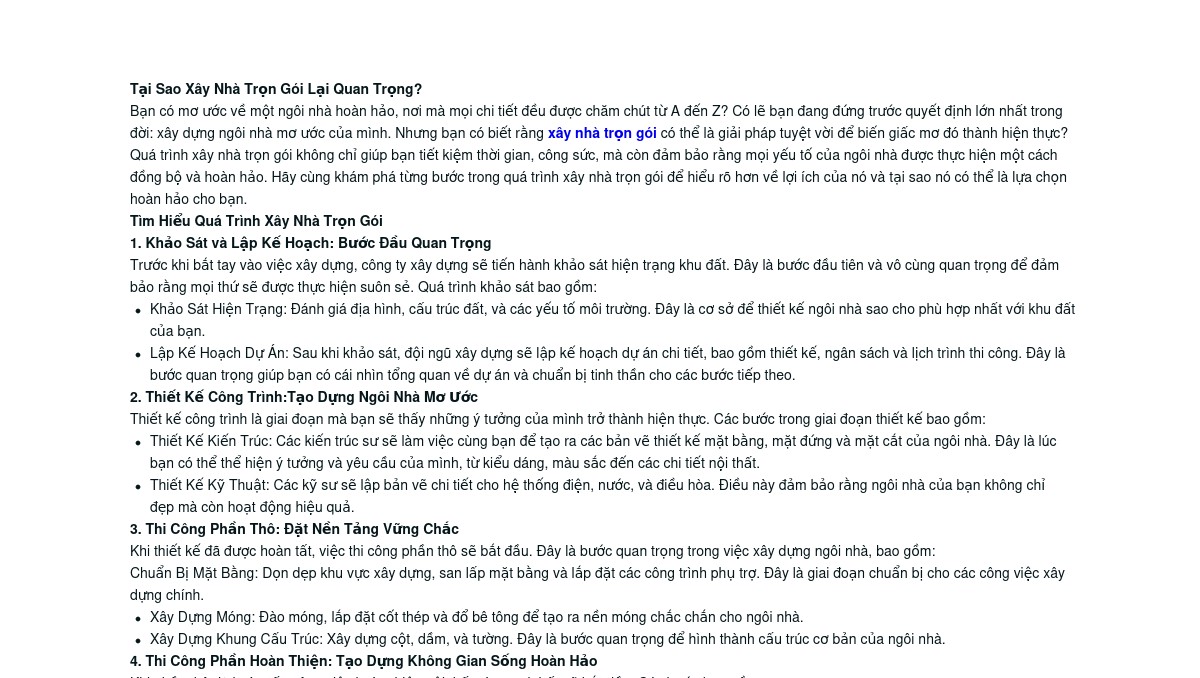 Quá Trình Xây Nhà Trọn Gói Diễn Ra Như Thế Nào?